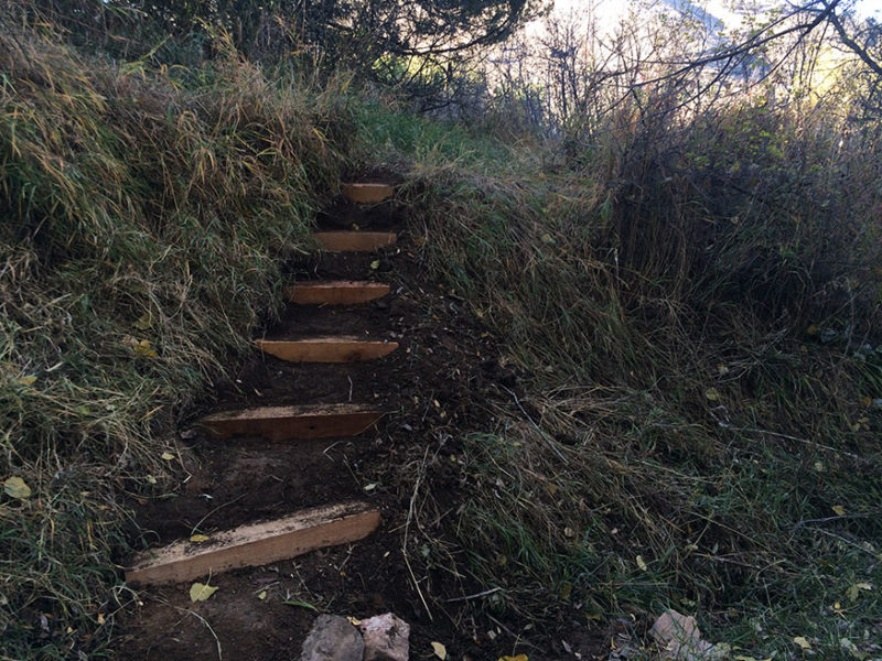 DIY Rustic Landscape Timber Trail Stairs - Our Homestead Life