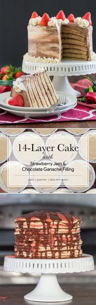 14-Layer Chocolate Strawberry Paleo Cake {grain-free; dairy-free}